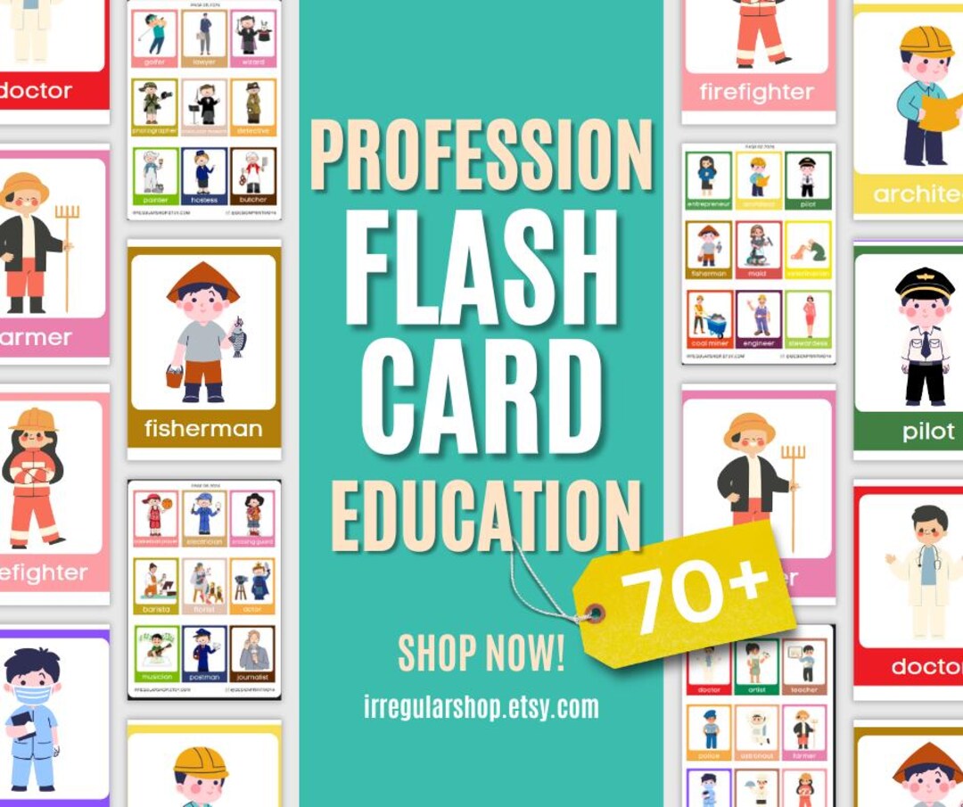 Profession Flash Cards Printable PDF - 72 Colorful Montessori ...