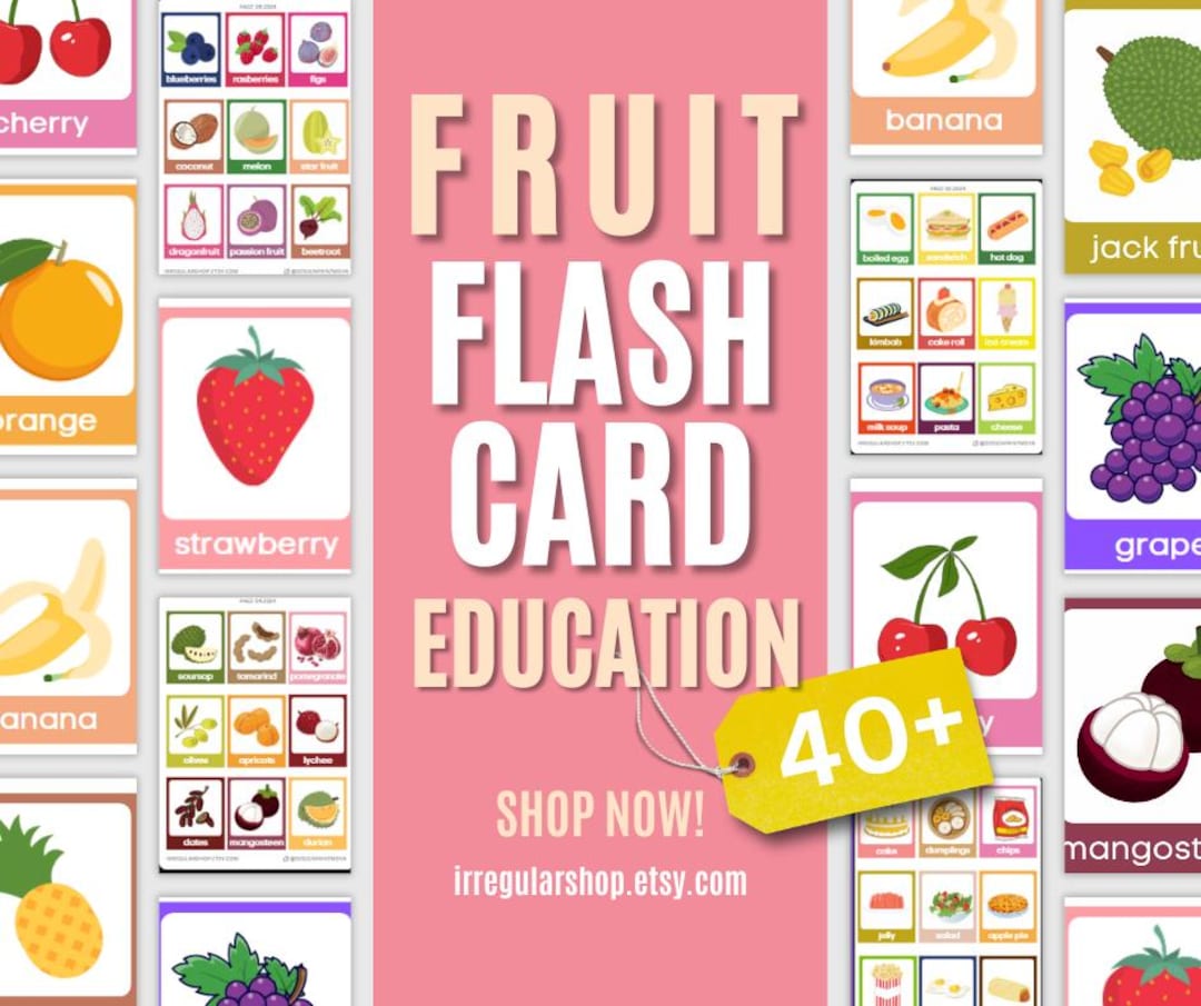 Fruit Flash Cards: Montessori Learning, Fun for Toddlers (printable PDF ...