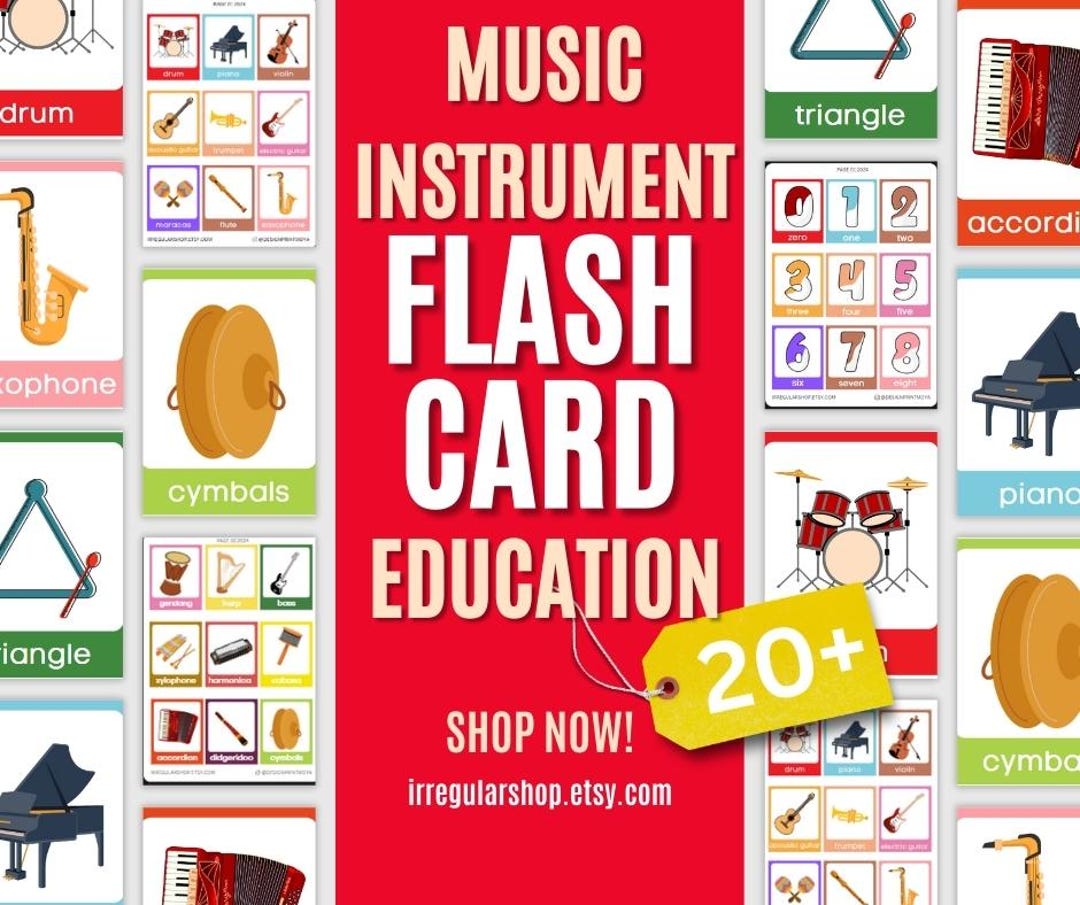 Music Instrument Flash Cards Printable, Montessori Educational PDF, 27 ...
