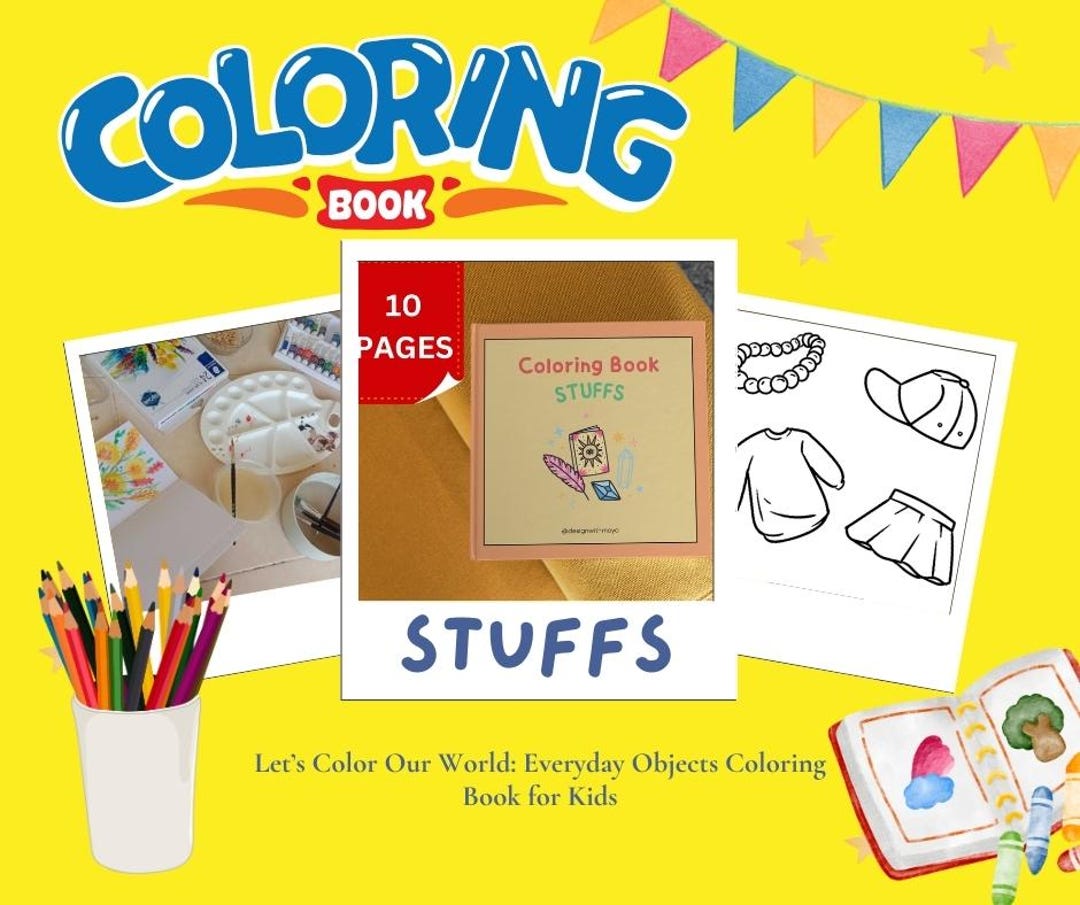 Kids Coloring Book of Familiar Objects and Home Essentials, Montessori ...