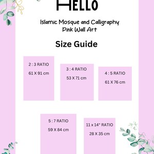 Islamic Mosque and Calligraphy Pink Wall Art, Digital Print Wall Art ...