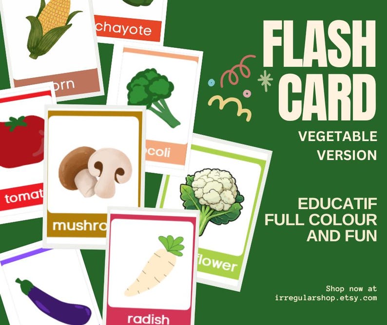 27 Vegetable Flash Cards, Montessori Materials, Educational Printable ...