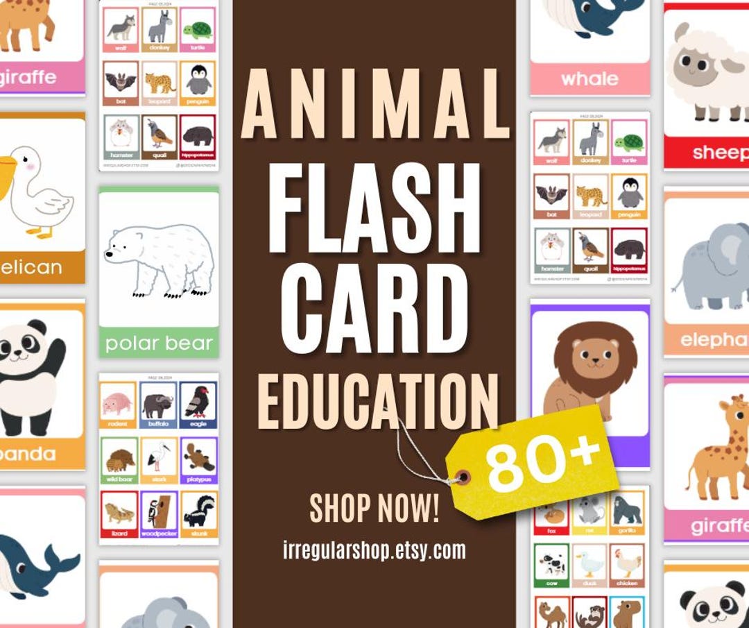 81 Animals Flash Cards, Montessori Materials, Educational Printable ...