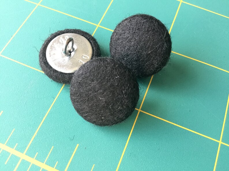 28mm Felt Buttons 100% Wool Hand Covered Metal Shank & Loop Back 70 ...