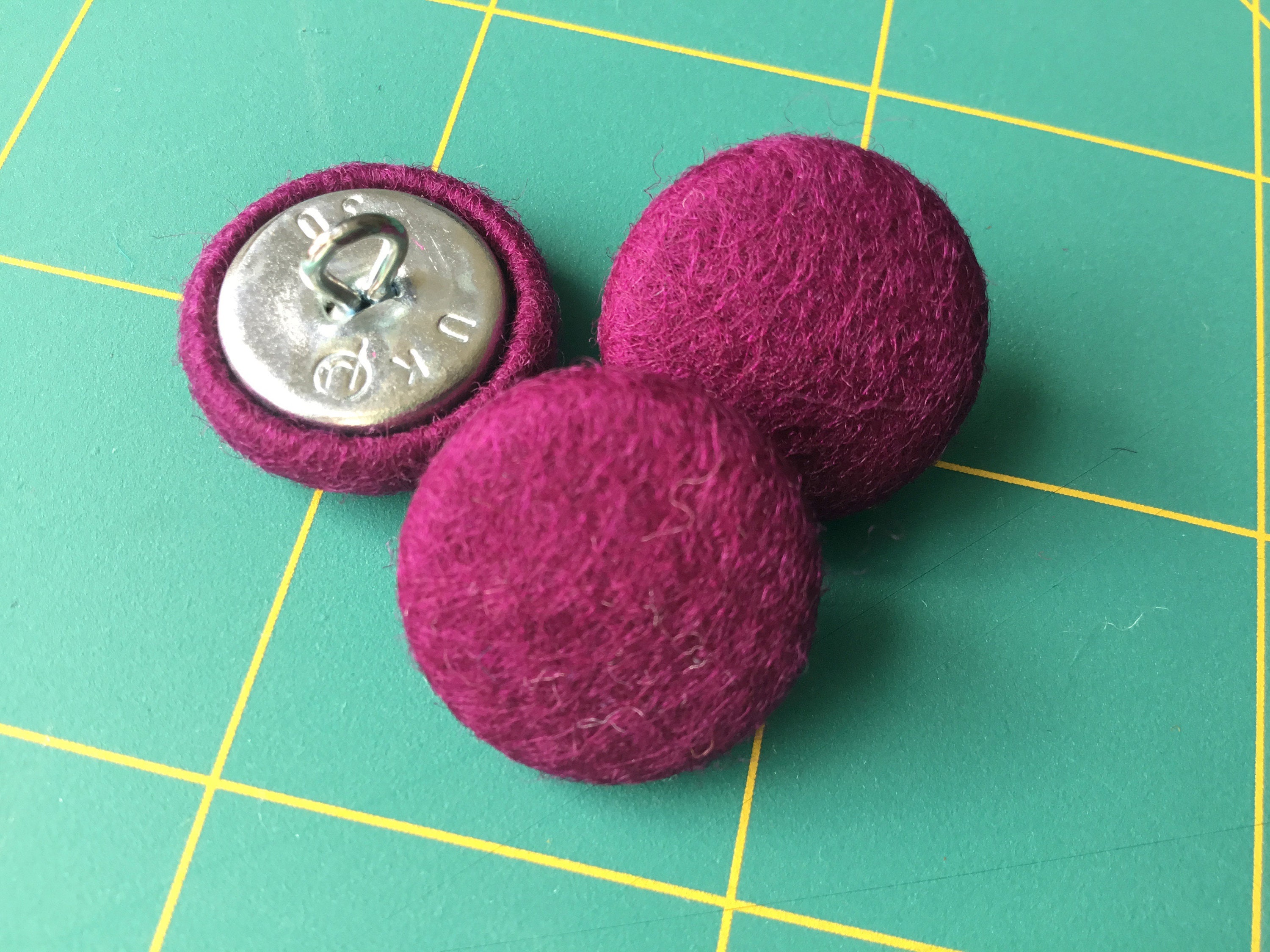 19mm Felt Buttons 100% Wool Hand Covered Metal Shank & Loop Back 70 ...