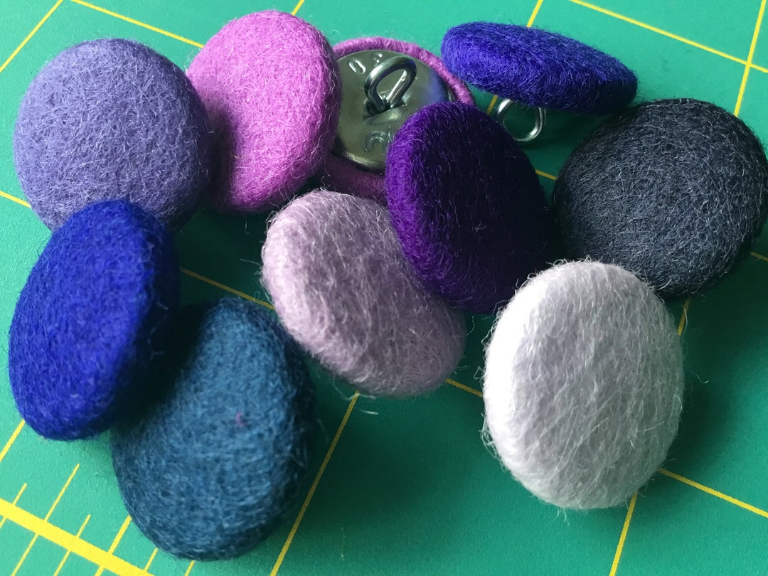 28mm Felt Buttons 100% Wool Hand Covered Metal Shank & Loop Back 70 ...