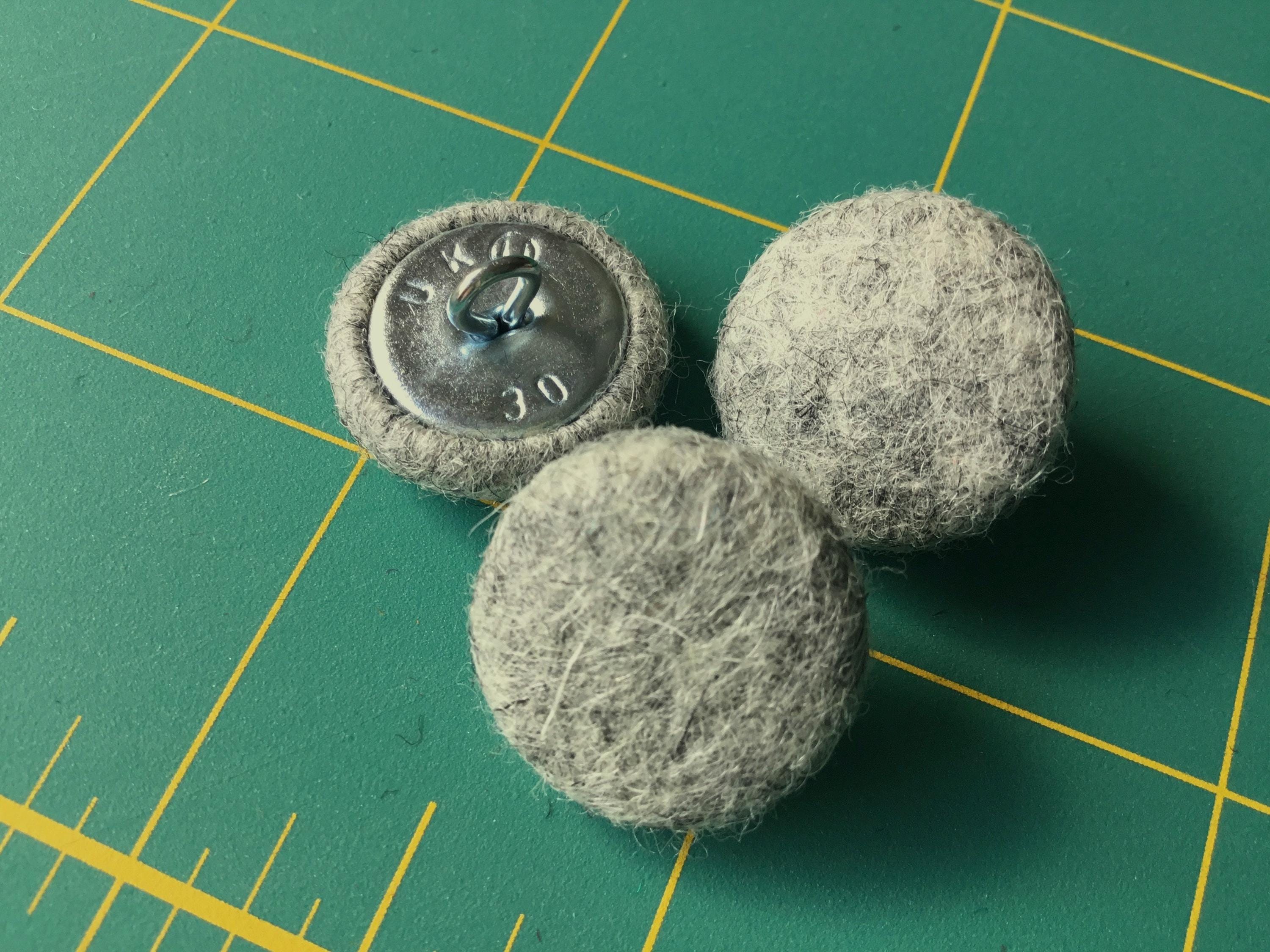 28mm Felt Buttons 100% Wool Hand Covered Metal Shank & Loop Back 70 ...