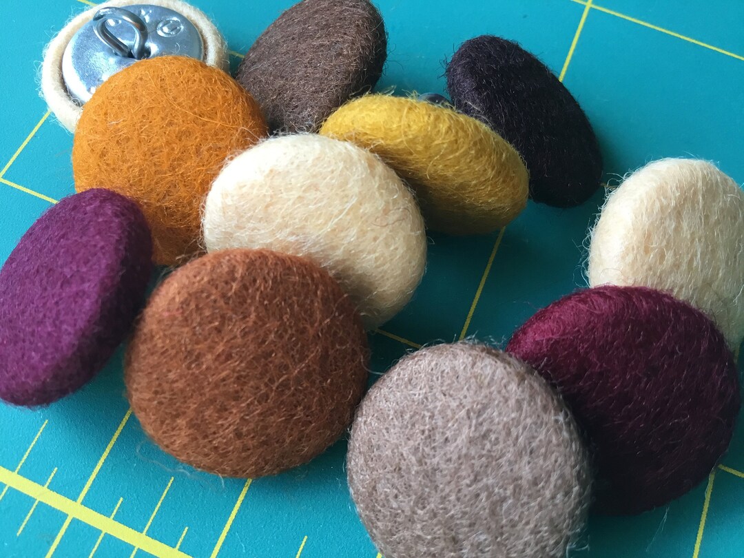 28mm Felt Buttons 100% Wool Hand Covered Metal Shank & Loop Back 70 ...