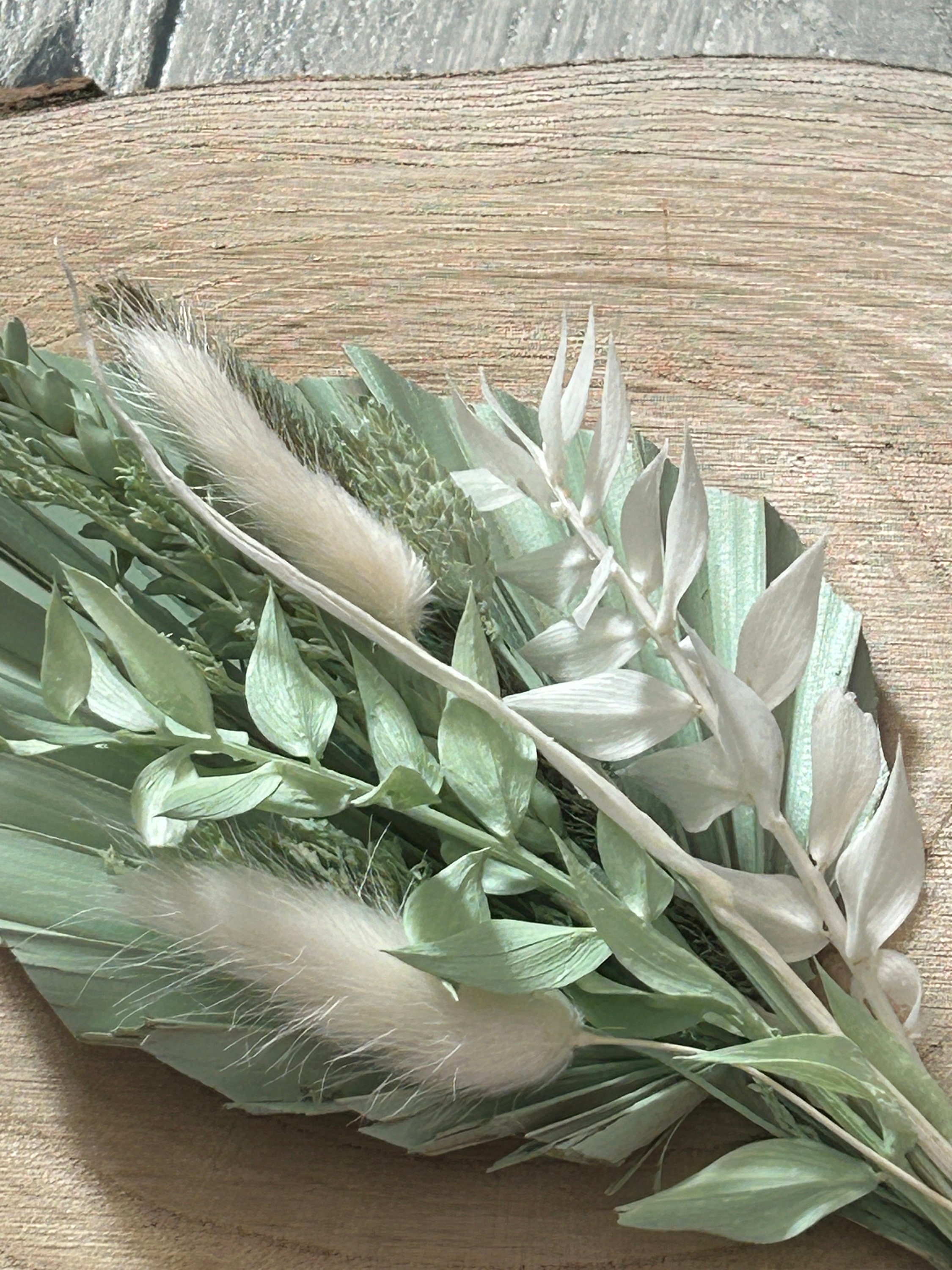 Sage Green Dried Flower Cake Topper, Mini Bouquet, Small Palm Spear ...
