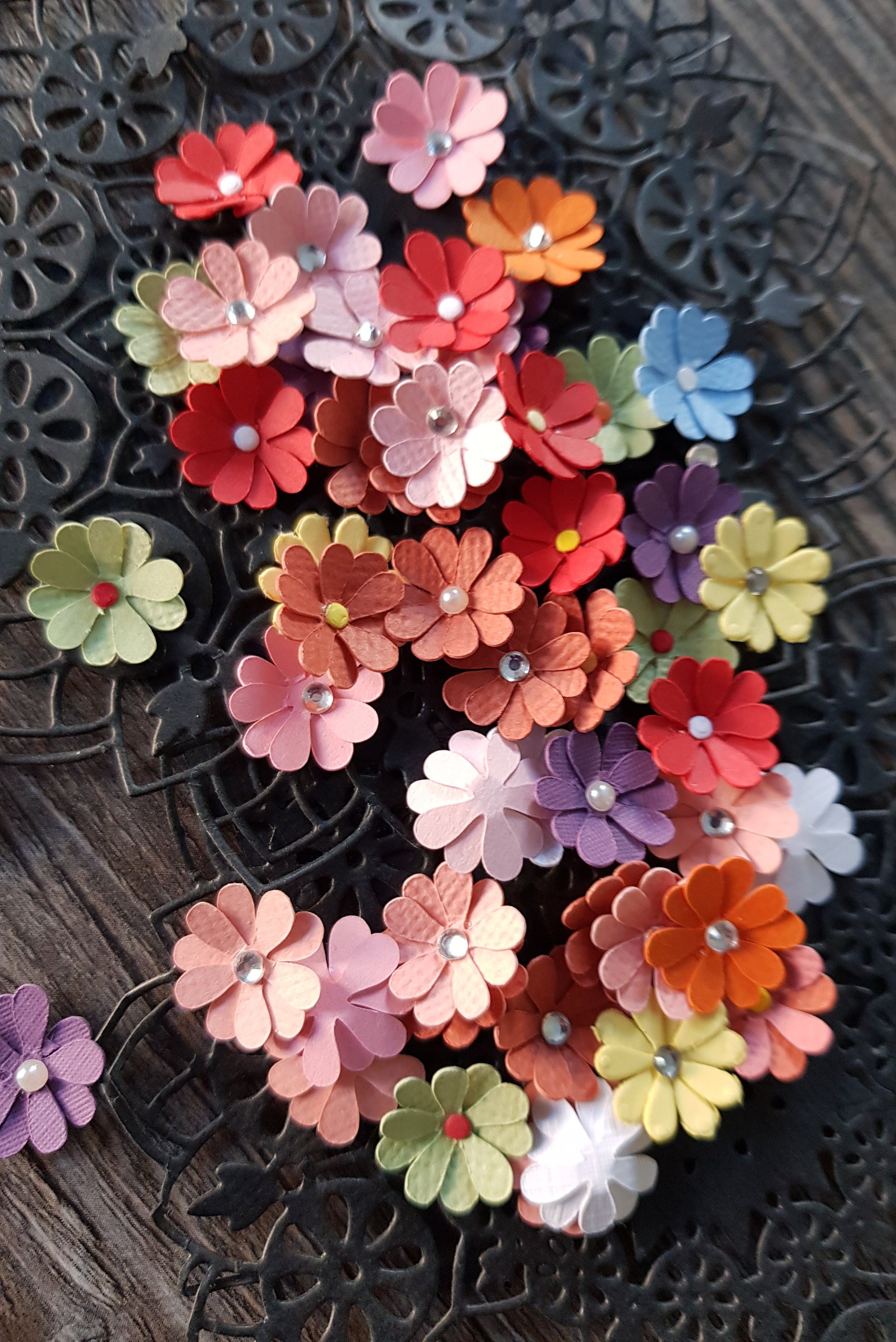 50 or 100 Delicate Flower Embellishments- Multicoloured - Etsy