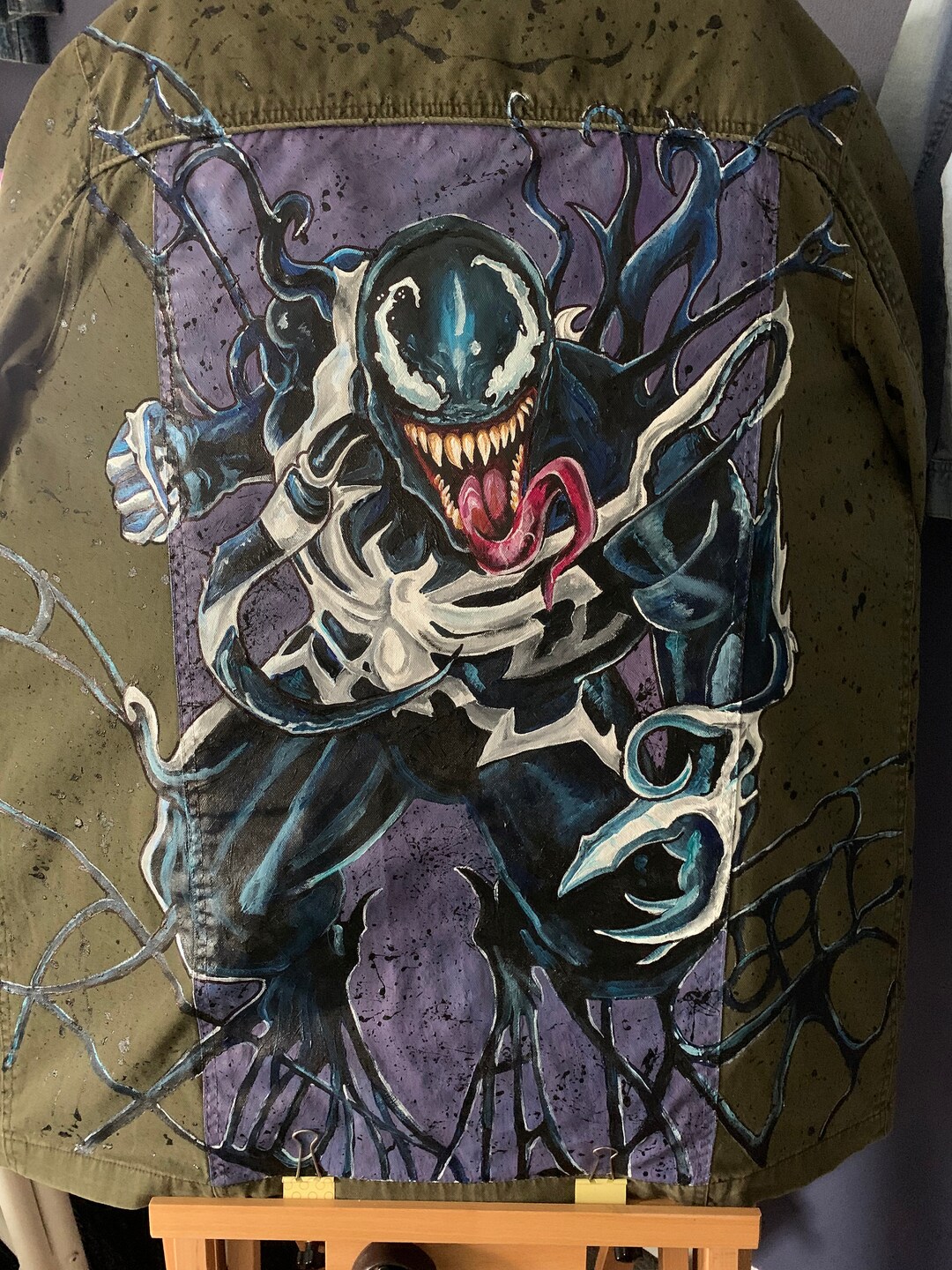 Venom Hand Painted and Splattered Army Green Alfani Fitted - Etsy