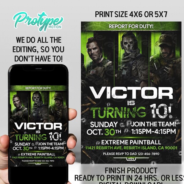 Modern Warfare Birthday Invitations - Etsy
