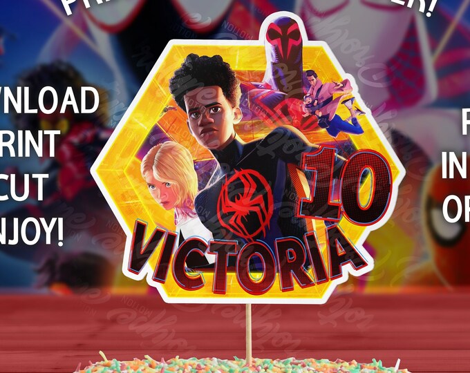Spiderman, Spider Verse, Miles, Morales Birthday Party Cake Topper ...