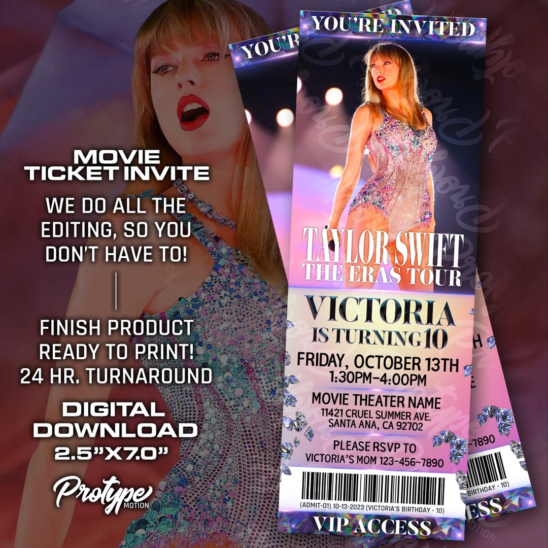 Taylor Swift Eras Tour Birthday Invitation Template, Birthday Invite ...