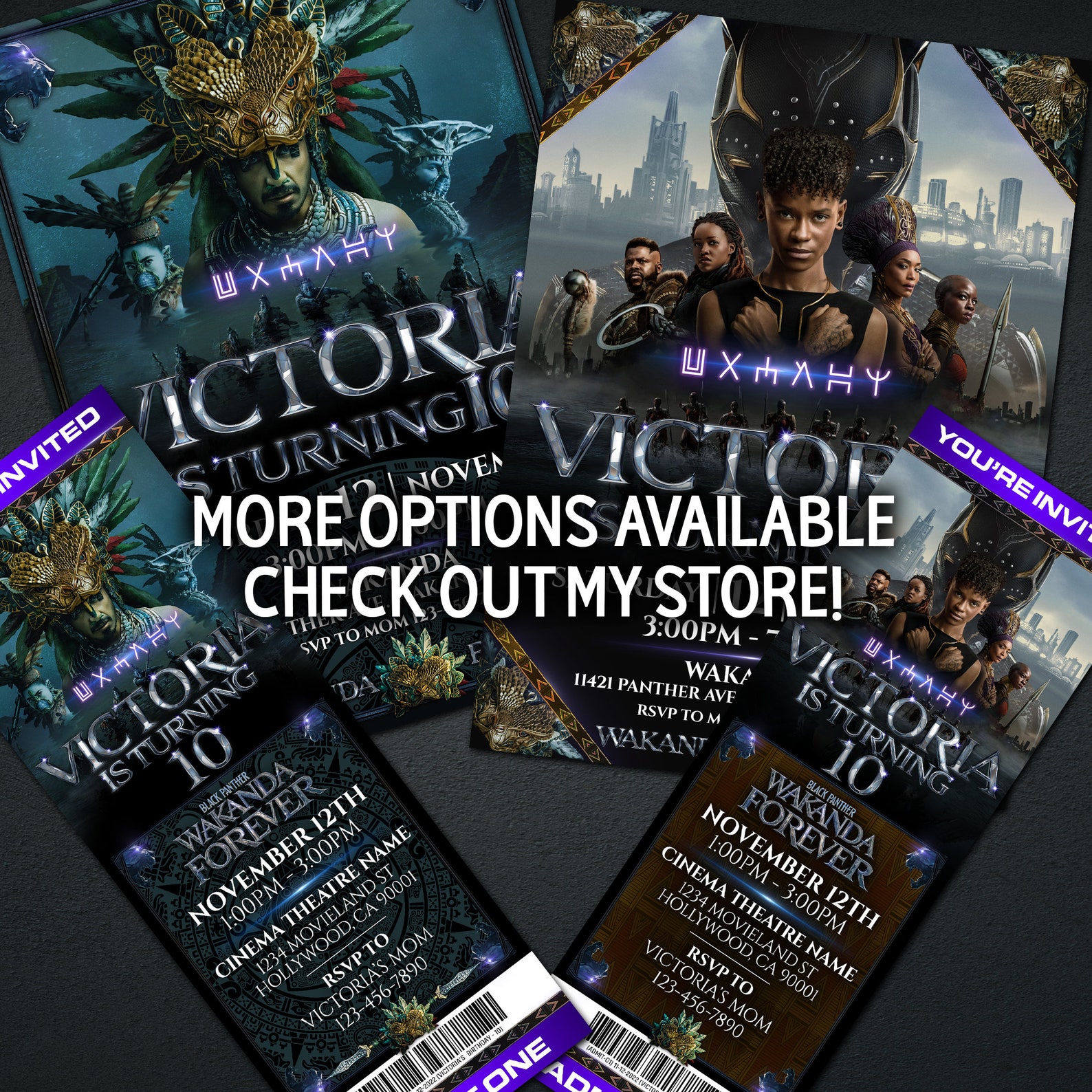 Wakanda Forever Themed Invitations, Black Panther 2 Invitation, Wakanda ...