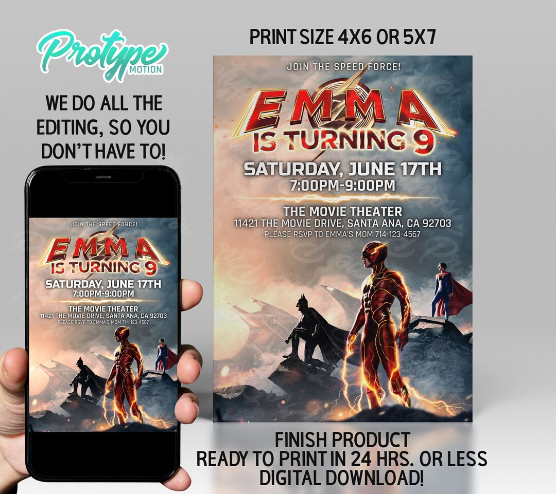 Flash Party Movie Invitation Flash Super Hero Party Invite Flash Theme ...