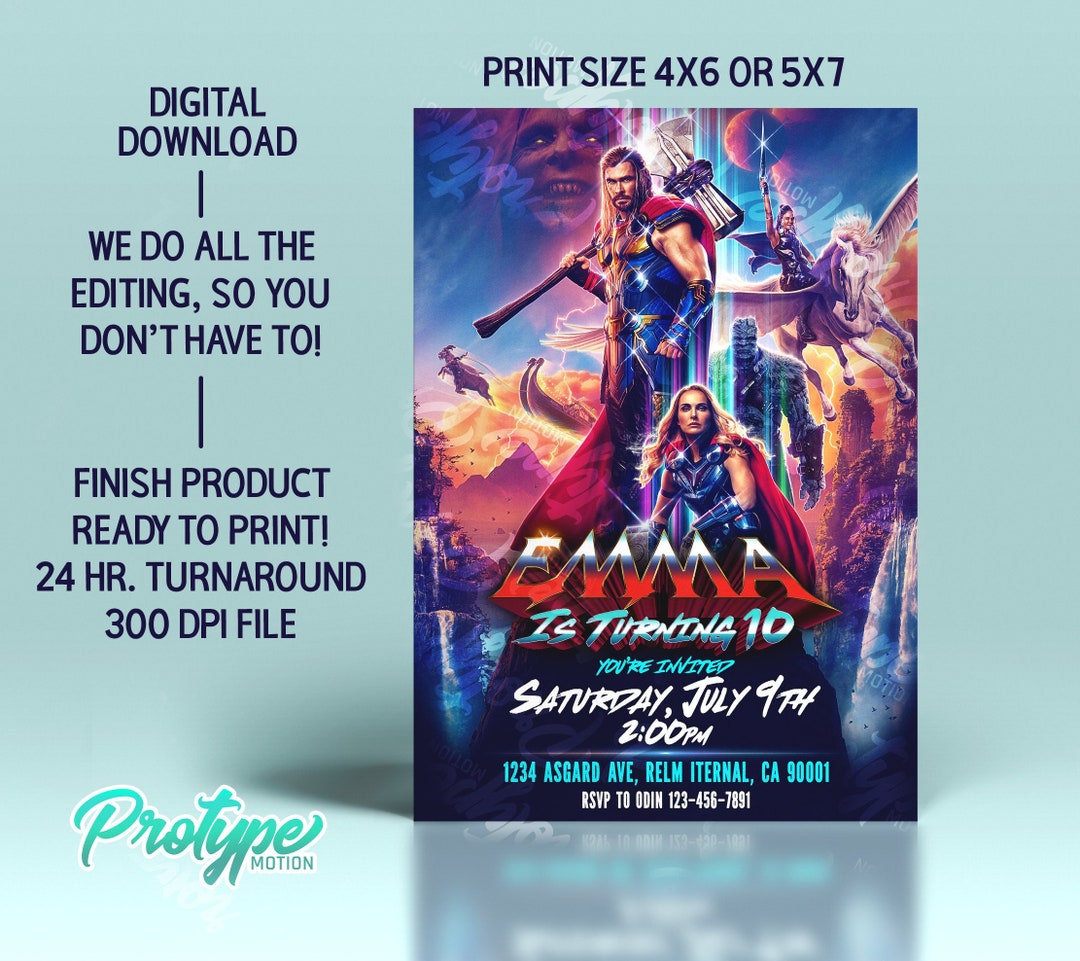Thor Love and Thunder Themed Invitation, Digital Invitation, Customized ...