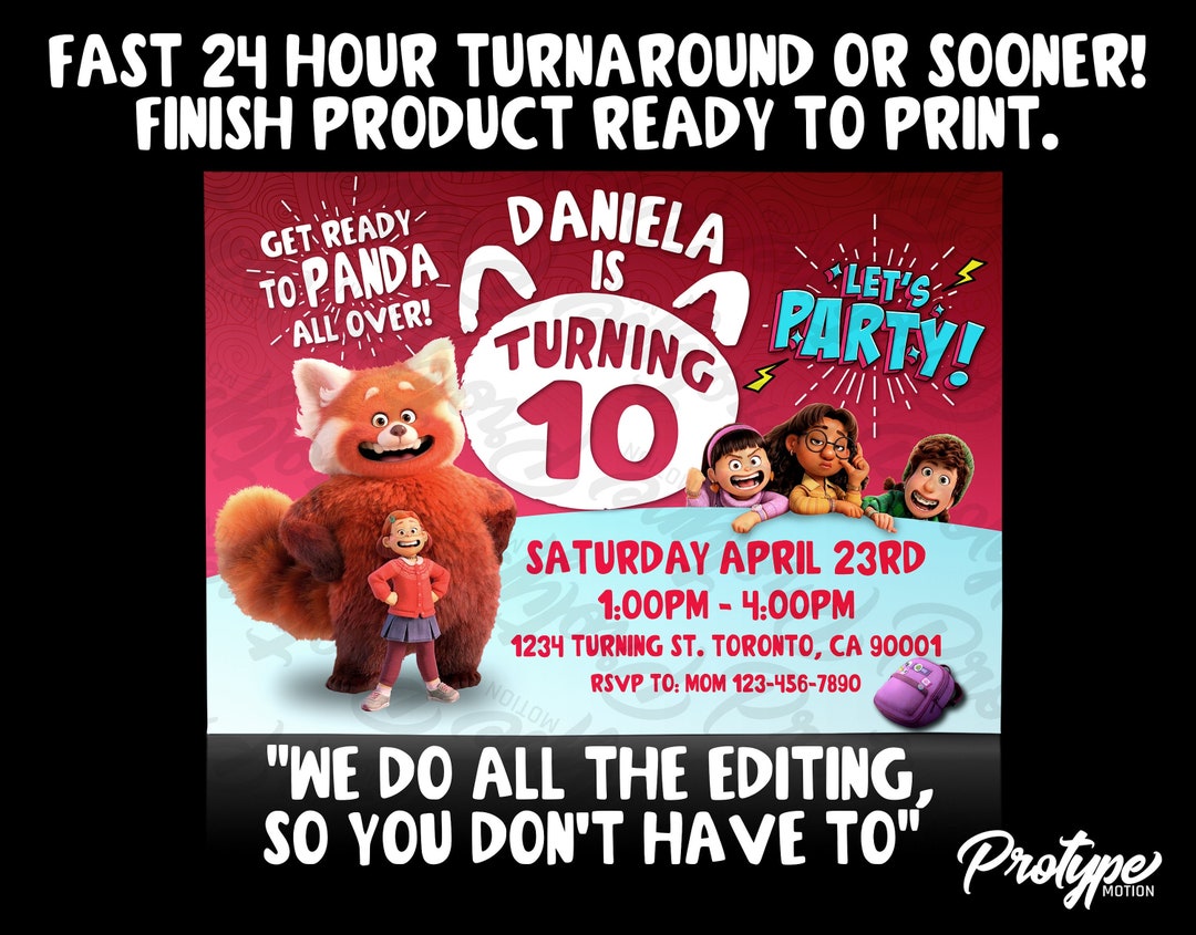 Turning, Red Birthday Invite, Personalized Turning-red, Custom Red ...