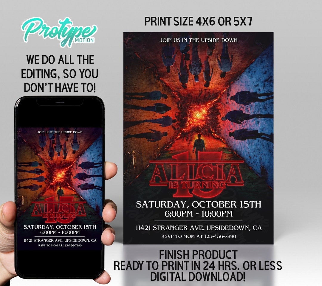 Stranger Things Theme Birthday Party Invitation Made to Order Custom ...