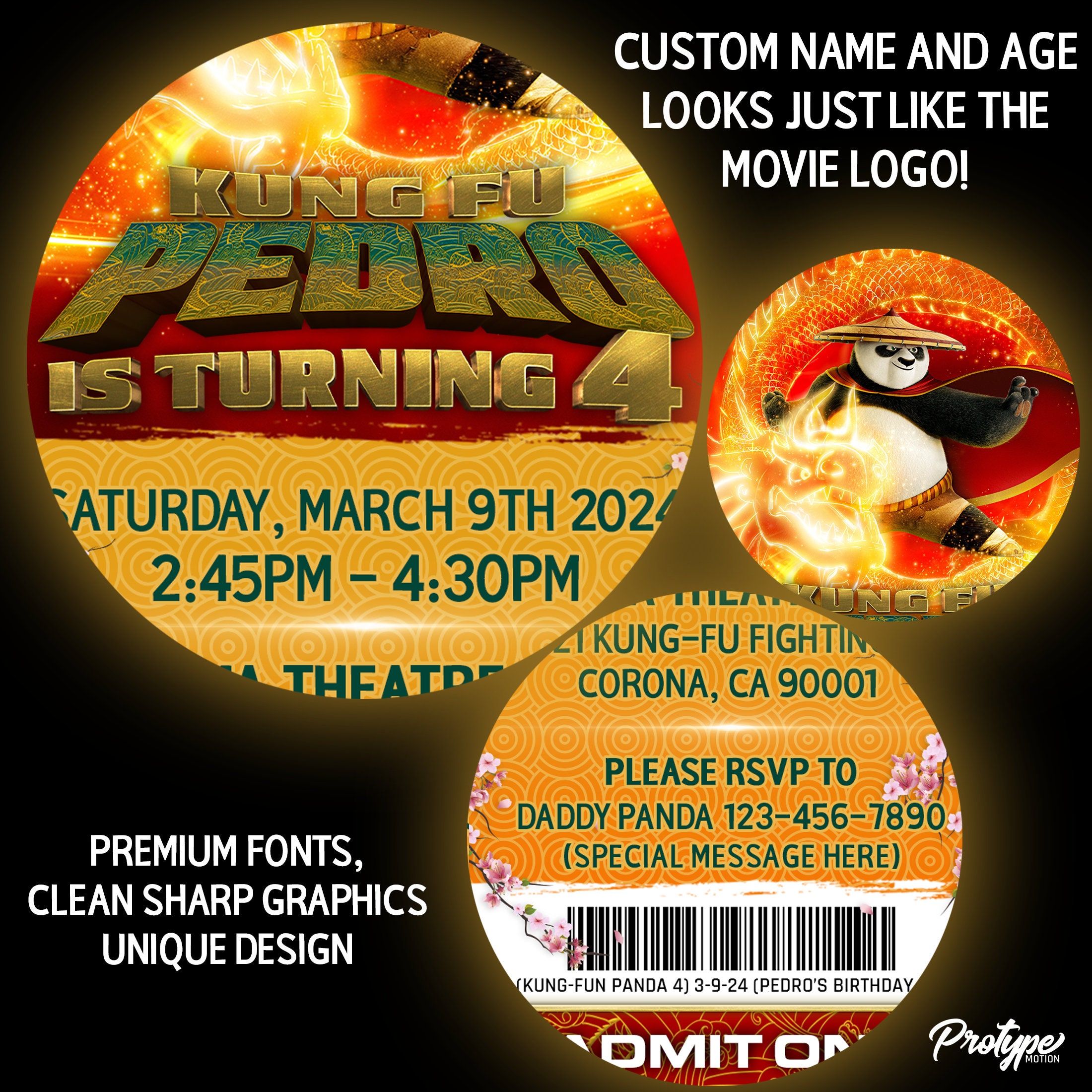 Kung Fu Panda 4 Birthday Movie Ticket Invitation, Kung Fu Panda 4 ...