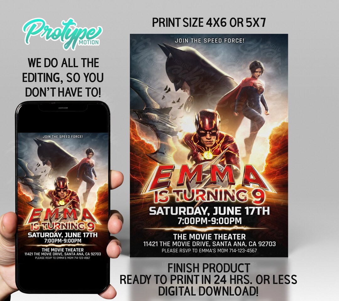 Flash Party Movie Invitation Flash Super Hero Party Invite Flash Theme ...