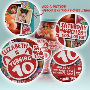 Turning, Red Birthday Invite, Personalized Turning-red, Custom Red ...