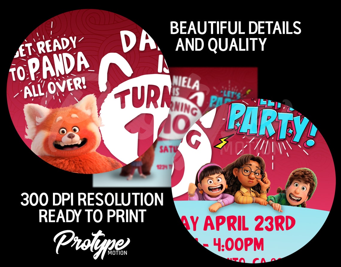 Turning Red Birthday Invite Personalized Turning-red Custom - Etsy