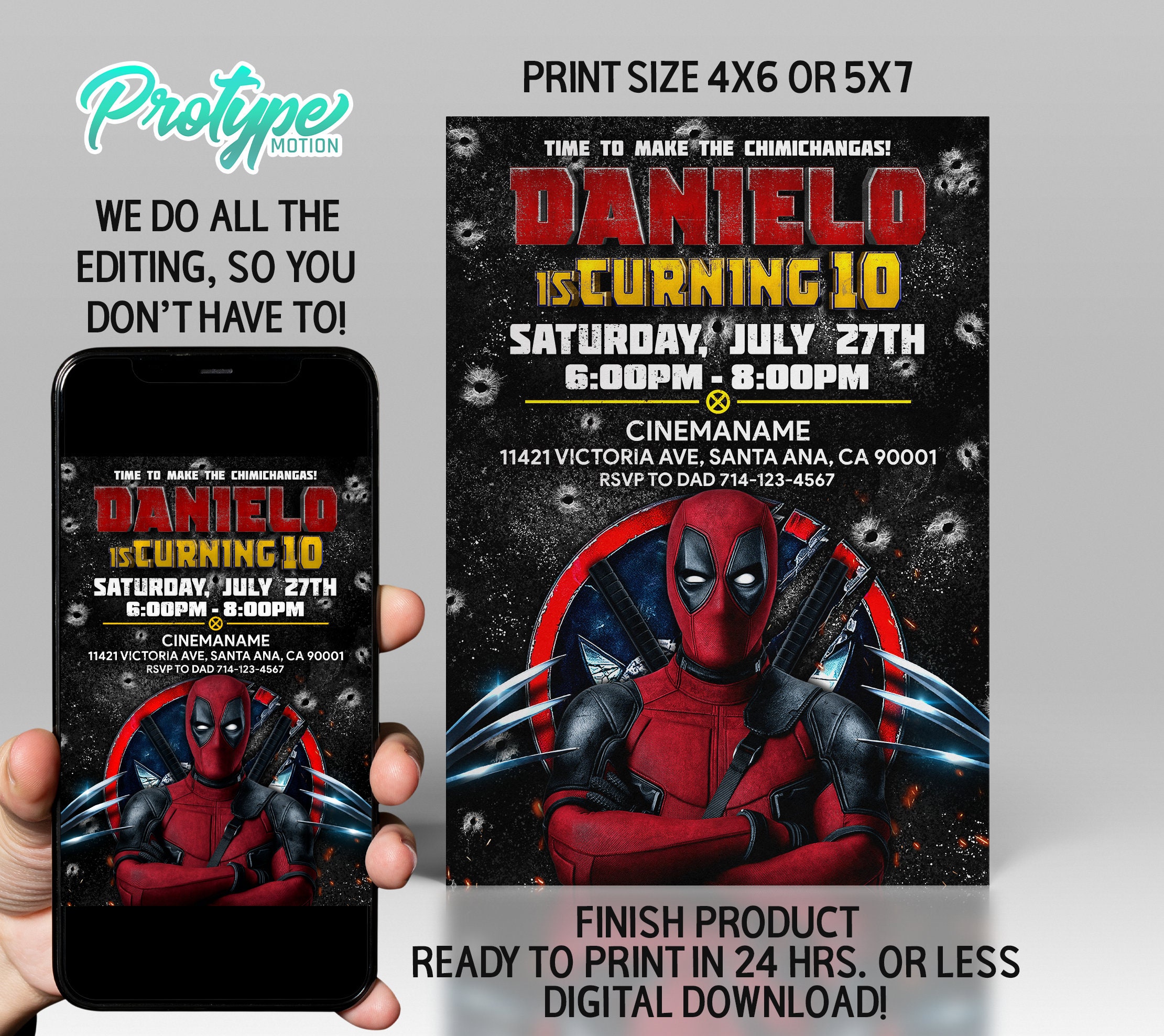Deadpool Invite, Deadpool 3, Wolverine Invite Birthday Invitation ...