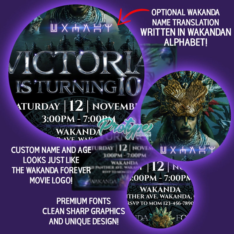 Wakanda Forever Themed Invitations, Black Panther 2 Invitation, Wakanda ...
