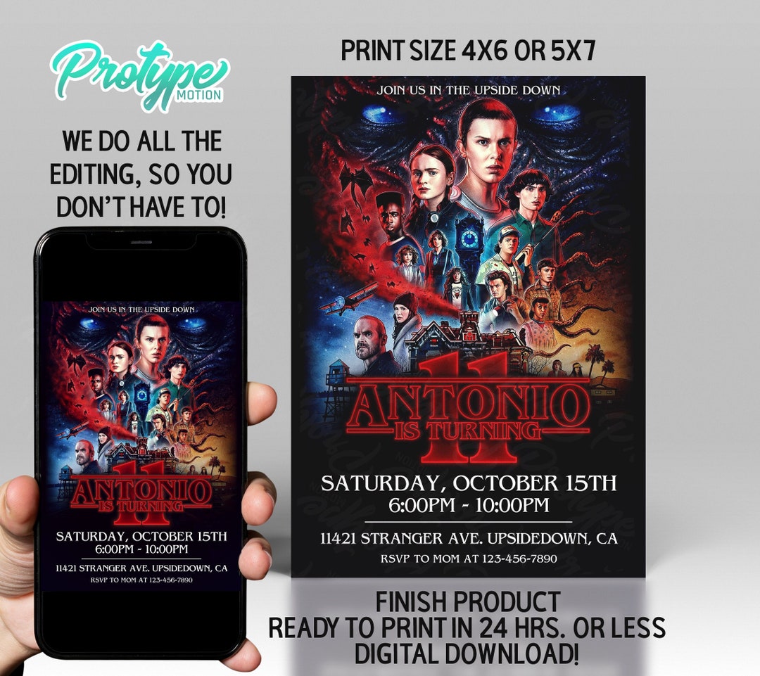 Stranger Things Theme Birthday Party Invitation Made to Order Custom ...