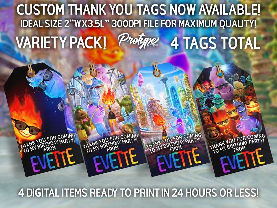 4 Elemental Party Favor Tag, Thank You Tag, Gift Bag Tag, Elemental ...