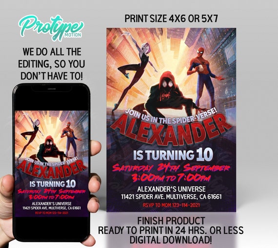 Spider-man Themed Invitation Birthday Invitation Customized - Etsy