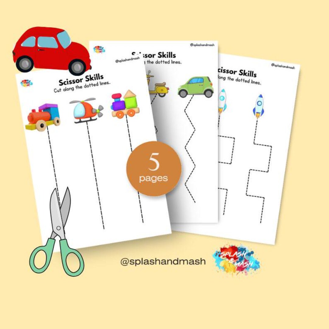 Transport Themed Scissors Skills Worksheets Activity for Preschool - Etsy