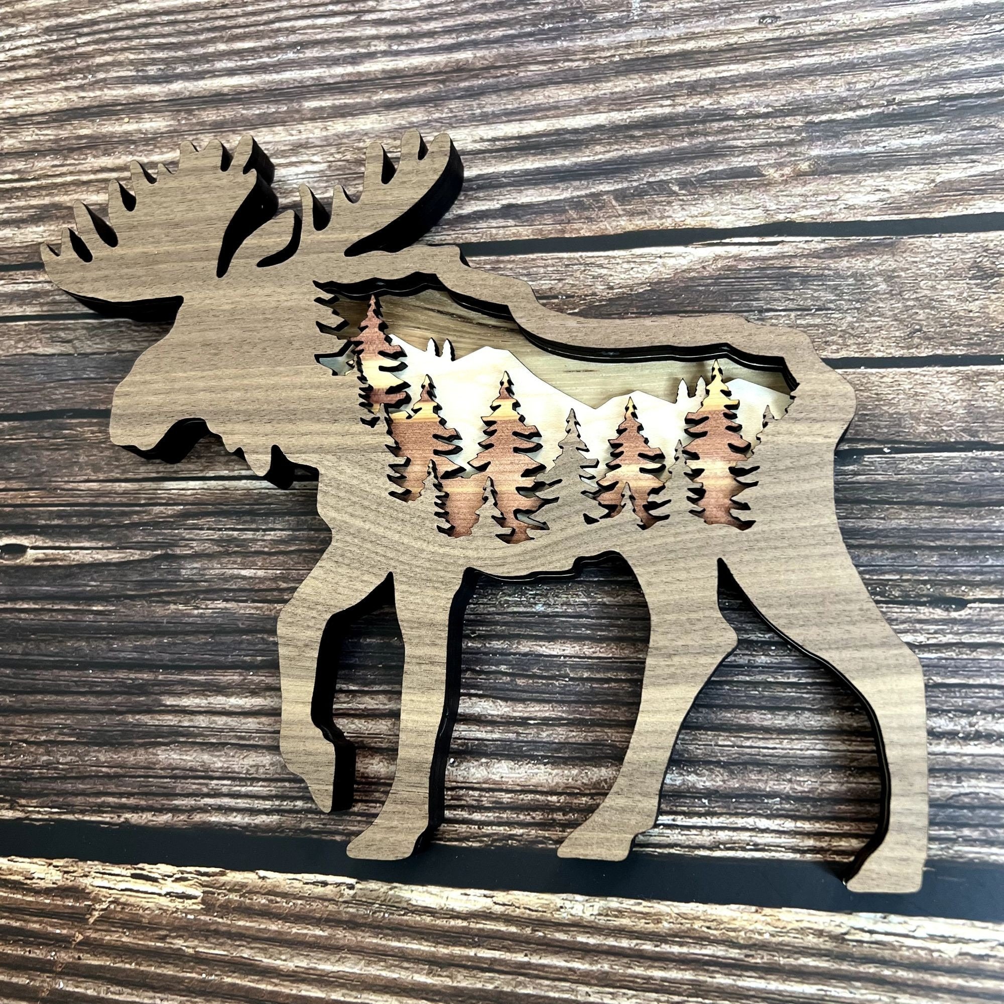 Wooden Layered Moose Wall Art Shelf Leaner - Etsy