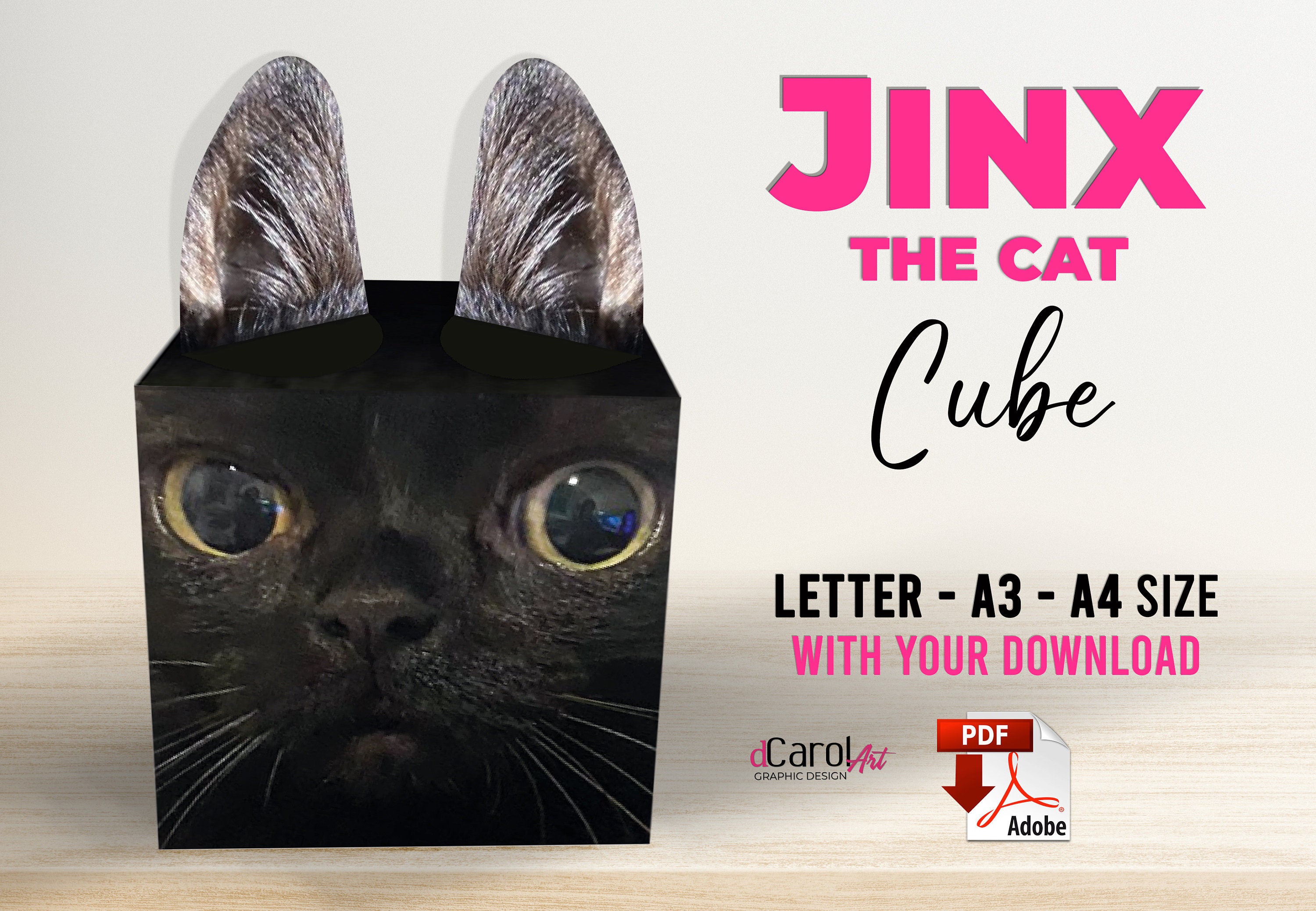 Jinx the Cat Cube Papercraft Template. DIY Lowpoly Toy. 3D - Etsy Sweden