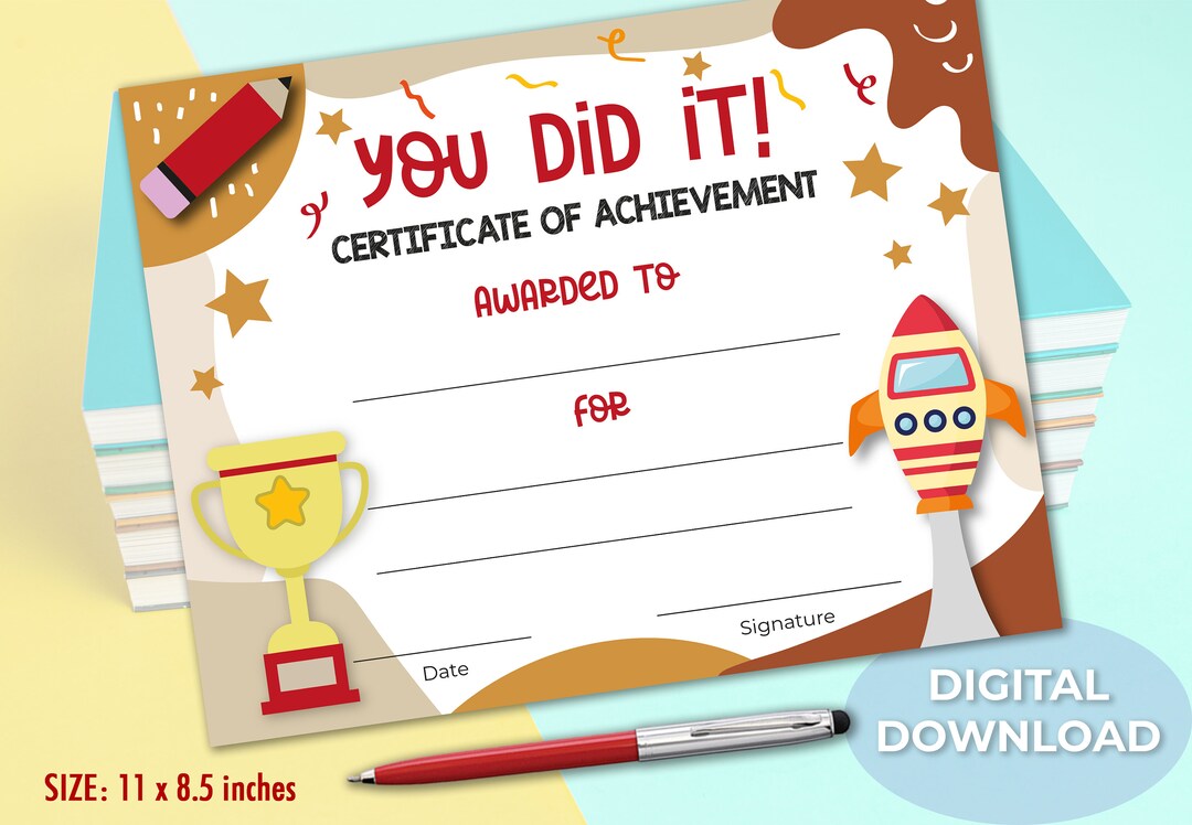 Certificate of Achievement, You Did It, Reading Certificate, Kids ...