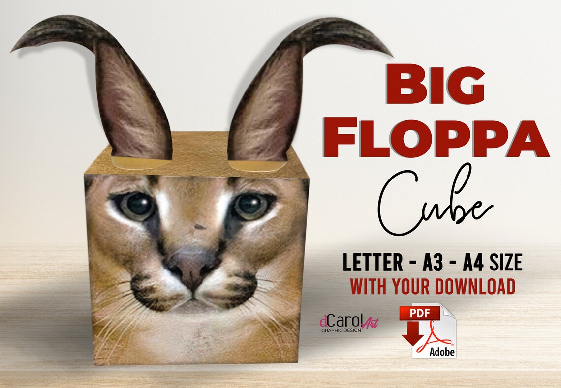 Big Floppa Cube Papercraft Template DIY Lowpoly Toy 3D Etsy Espa a