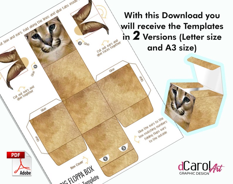 Big Floppa Box Papercraft Template. Party Favor Box. Gift. - Etsy Australia