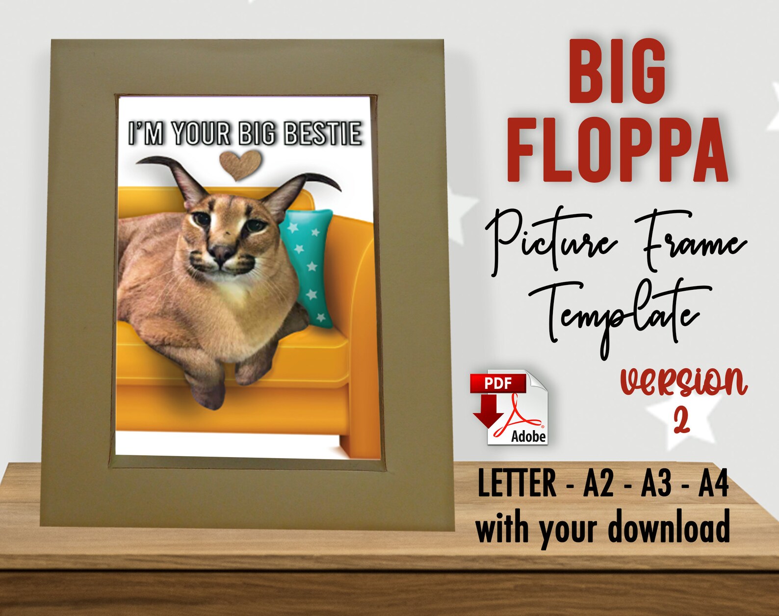 Big Floppa Picture Frame Template. DIY Big Floppa Papercraft - Etsy ...