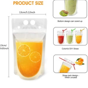Reusable Drink Pouches With Straw / Custom Drink Pouches / Drink Pouch ...