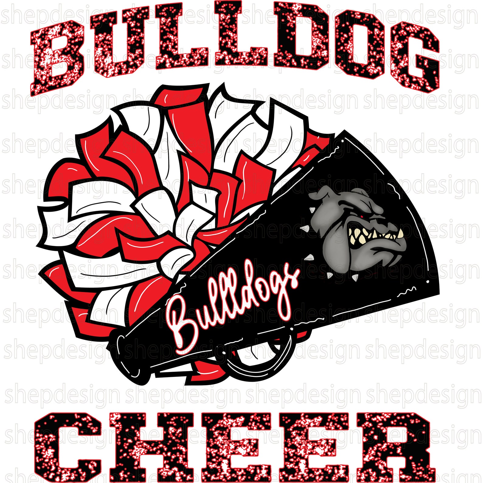 Bulldog Cheer PNG Digital Download, High Quality 300 DPI Bulldog Mascot ...