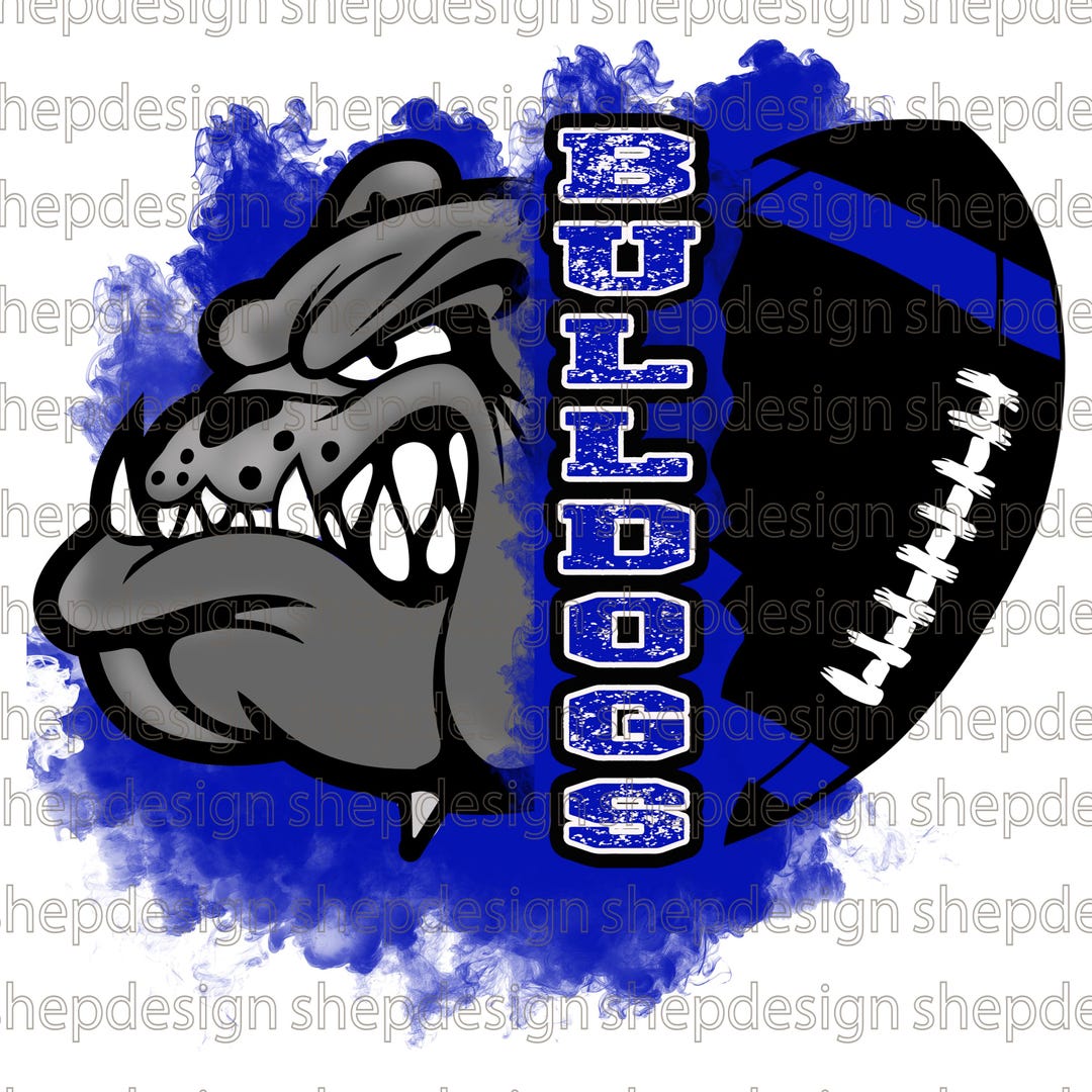 Bulldogs Football Blue PNG Digital Download for Sublimation, DTF, or ...