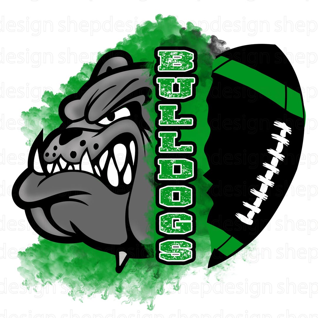 Bulldogs Football Green PNG Digital Download for Sublimation, DTF, or ...