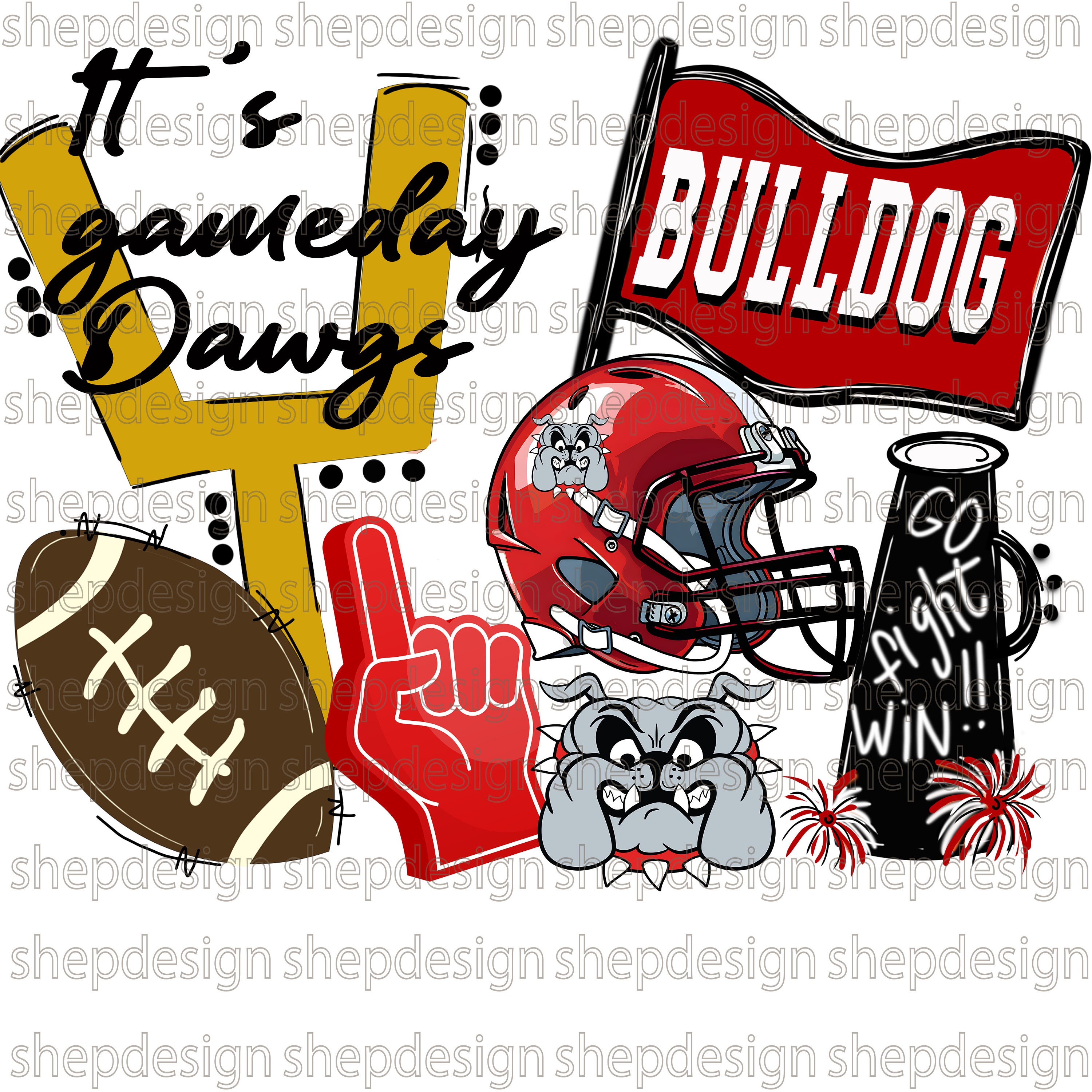 Bulldogs Football PNG Digital Download, Football Red Bulldogs PNG 300 ...