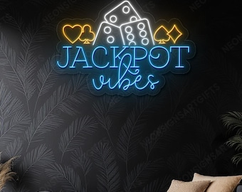 Jackpot Vibes Neon Sign, Casino Neon Sign, Wall Decor, Casino Led Light ...