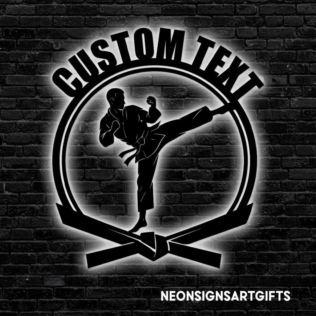Custom Karate Metal Art Sign, Colored Taekwondo Text Martial Metal Wall ...