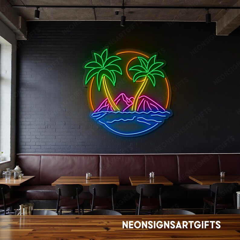 Tropical Vibes Neon Sign, Palm Tree Led Wall Light, Island Beach Neon ...