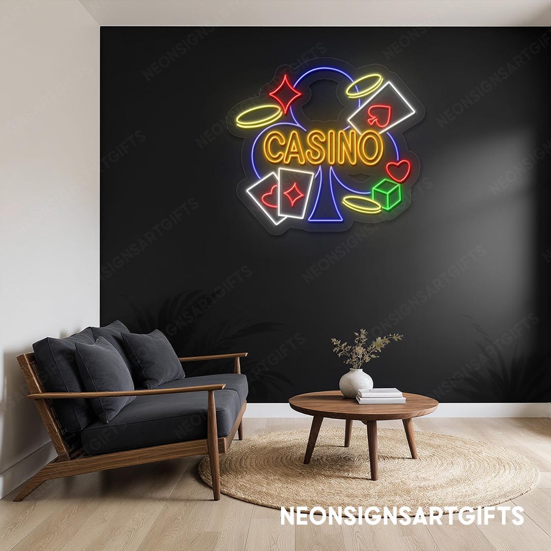 Poker Chip Neon Sign, Game Room Poker Light Sign, Poker Casino, Neon ...