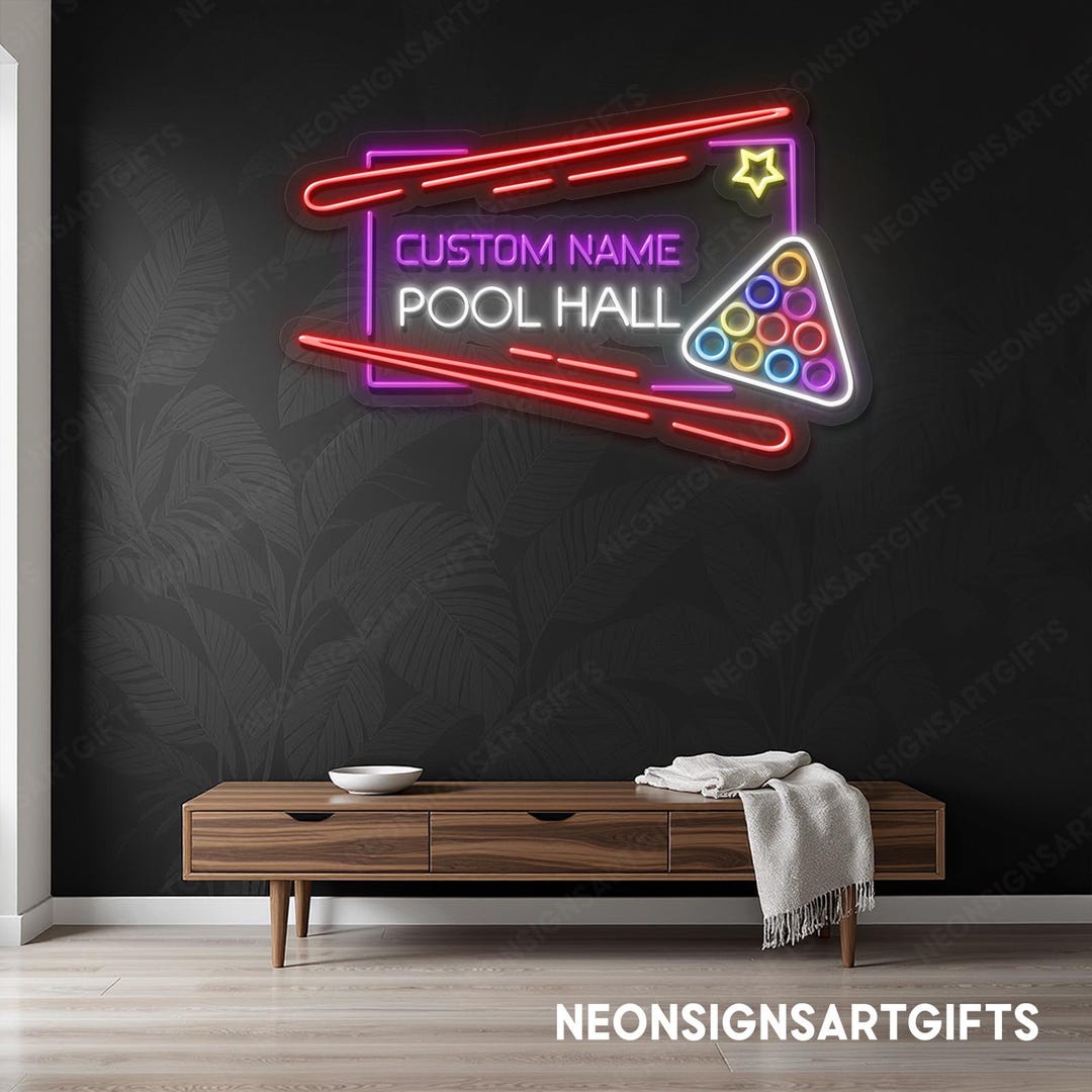 Custom Name Pool Hall Billiards Neon Sign, Personalized Pool Hall ...