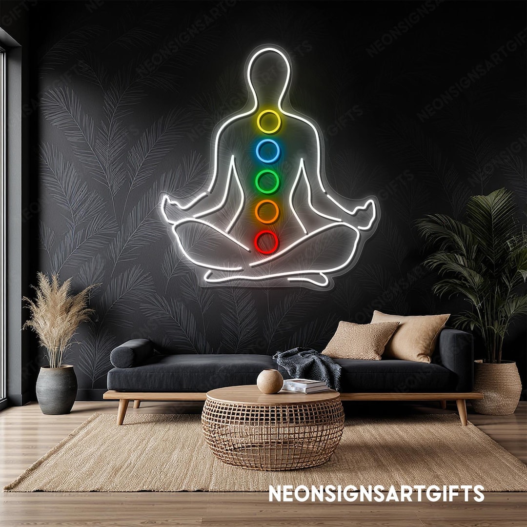 Meditation Led Neon Light, Chakra Meditation Neon Sign Wall Decor, Yoga ...